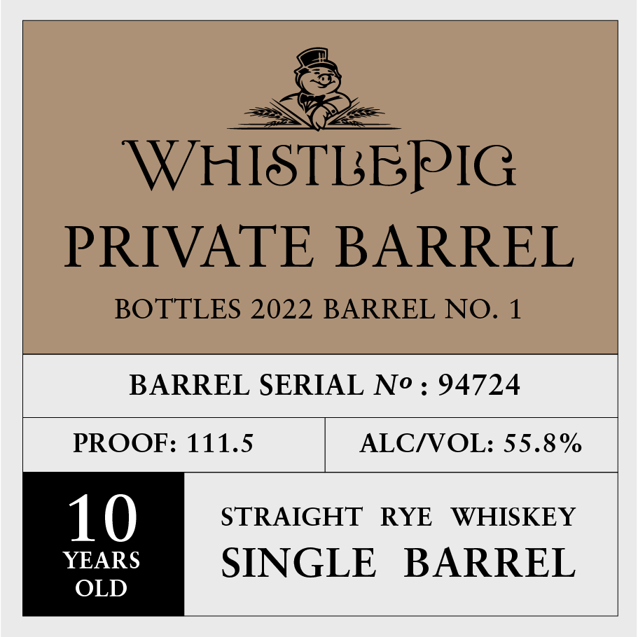 Whistle Pig 10Yr Private Barrel No. 1 – Bottles Fine Wine
